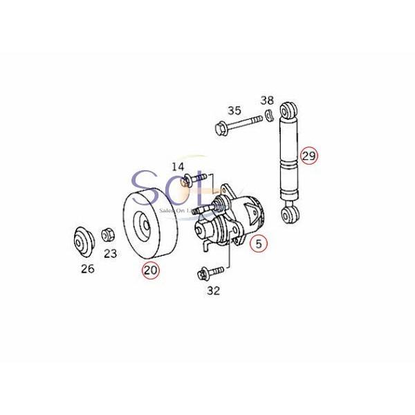 Mercedes-Benz ベンツ W202 ベルトテンショナー プーリー ダンパー ファンベルト 4点セット C200 C220 C230 ...