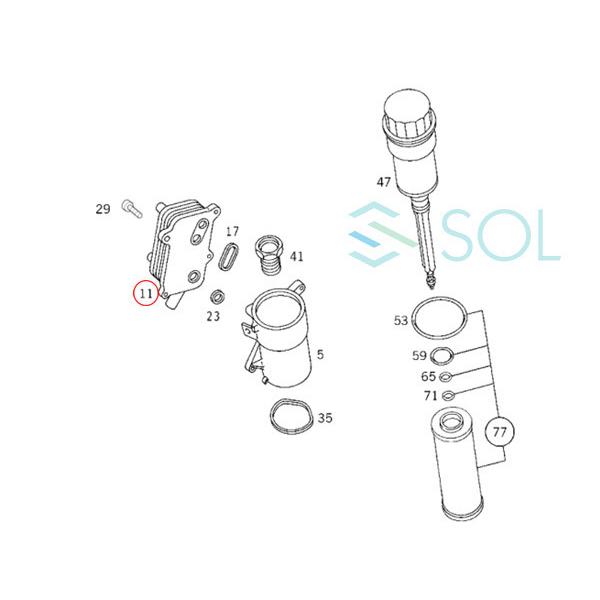 ベンツ W463 W163 W639 オイルクーラー G320 G500 ML320 ML350 ML430 ML55 V350 ...