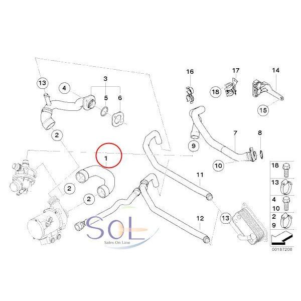 BMW E85 E86 E89 Z4 E90 E91 E92 クーラントホース (サーモスタットからウォーターポンプ) 2.2i 2.5i 3 ...