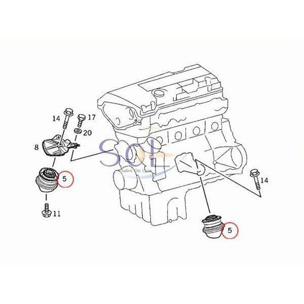 ベンツ W202 W203 エンジンマウント 左右セット + ミッションマウント C180 C200 C220 C230 C280 ...