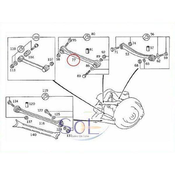 ベンツ W201 W208 W209 リア ラジアスアーム(ストラットアーム) 左右共通 CLK200 CLK240 CLK320 ...