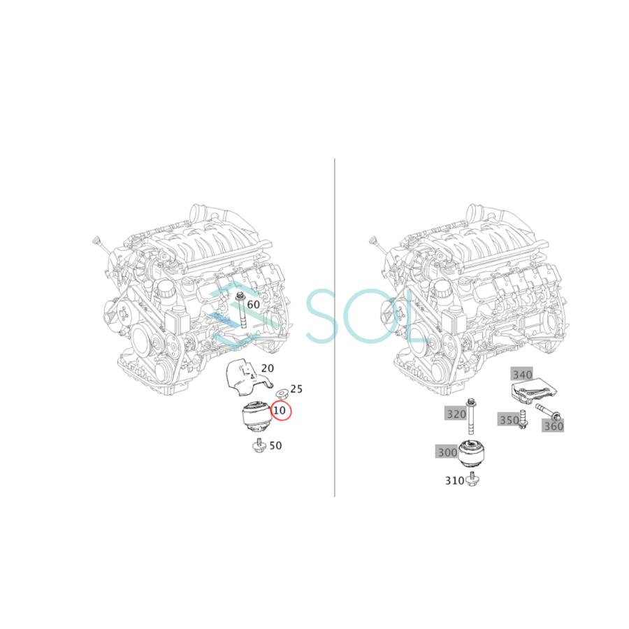 ベンツ W211 W221 W216 W219 R230 エンジンマウント 左側 E63 S63 CL63 CLS63 SL63 ...