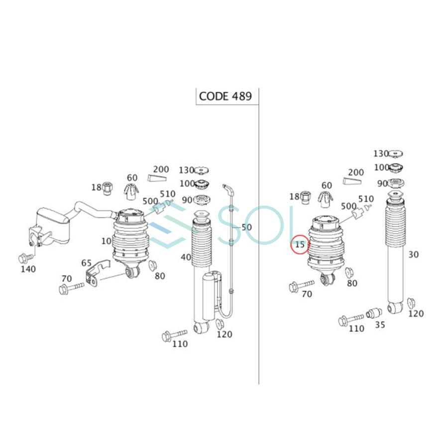 Mercedes-Benz ベンツ W211 リア エアサス エアサスペンション ショック 左右共通 E240 E250 E280 E300 E320 E350 E500 E55 E63 ...
