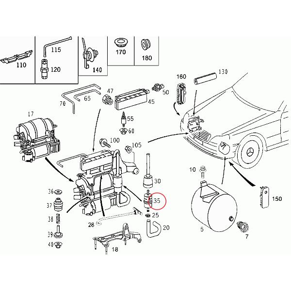 Mercedes-Benz ベンツ W211 W639 エアサスコンプレッサー フィルター E240 E250 E280 E300 E320 ...