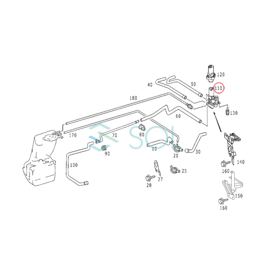 Mercedes-Benz ベンツ W220 W215 ヒーターバルブ ウォーターバルブ S320 S350 S430 S500 S600 ...