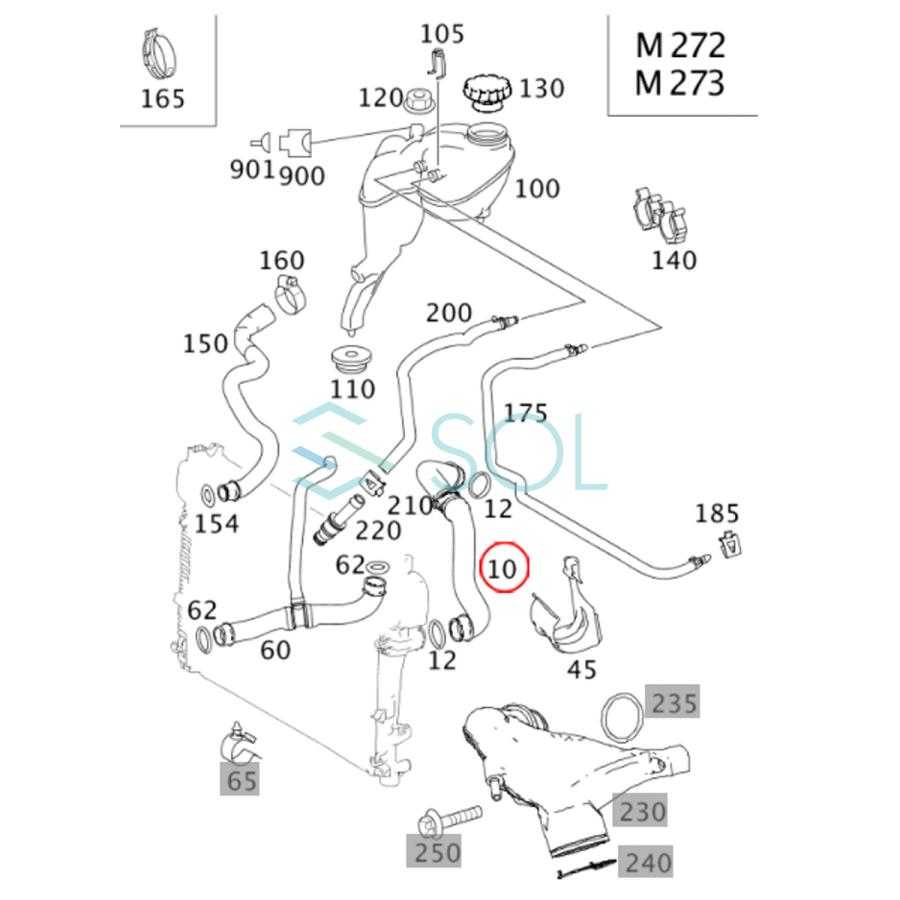 Mercedes-Benz ベンツ W221 W216 ラジエーター アッパーホース ウォーターホース クーラントホース S550 CL550 ...
