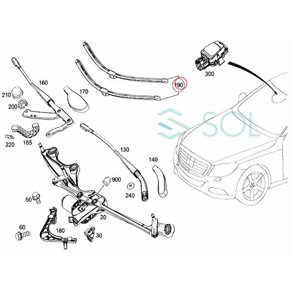 ベンツ W222 フロント ワイパーブレード 左右セット 左ハンドル用 S300 S400 S550 S600 S63 S65 ...