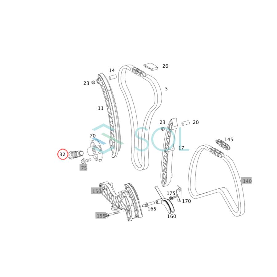 ベンツ W203 W204 W209 R171 タイミングチェーンテンショナー C180 C200 C230 CLK200 SLK200 ...