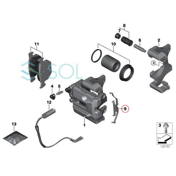 BMW E65 E66 F01 F02 リア キャリパー 固定スプリング 左右セット 735i 740i 740Li 745i 745Li ...