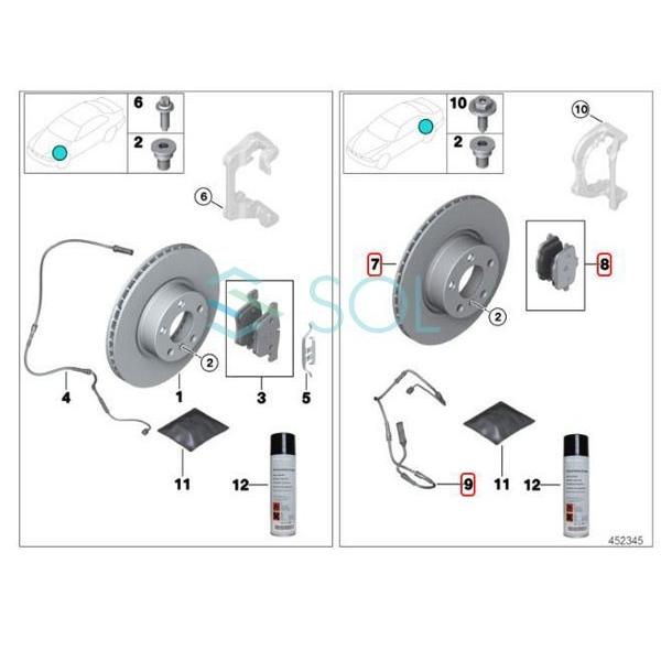 BMW F25 X3 リア ブレーキパッド + センサー + ブレーキローター xDrive20i xDrive28i xDrive35i ...
