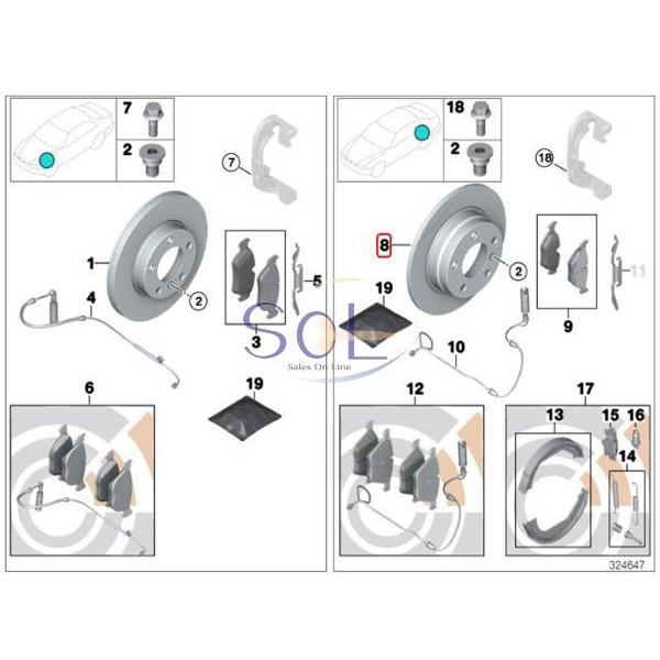 BMW E87 E90 リア ブレーキローター ブレーキディスク 左右セット 120i 320i 34216855002 ...