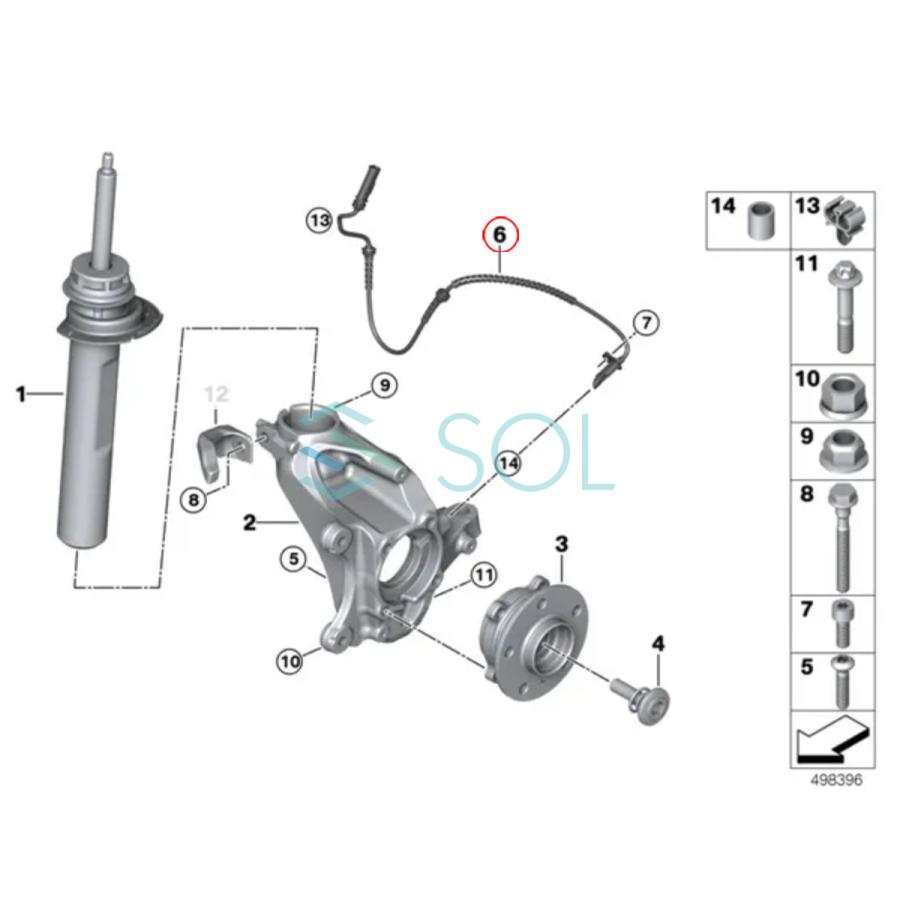 BMW F48 X1 F39 X2 フロント スピードセンサー ABSセンサー 左右共通 18i 18d 18dX 20i 20dX 20iX ...