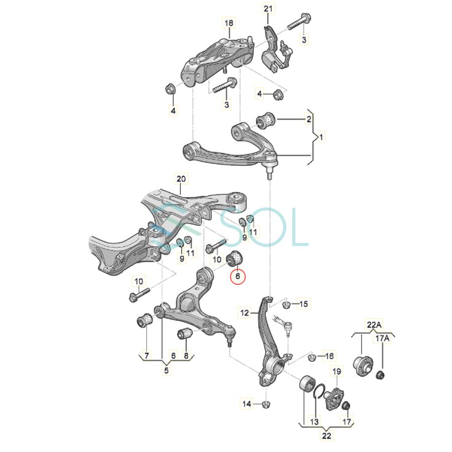 Audi アウディ Q7(4LB) フロント ロアアームブッシュ コントロールアームブッシュ 後側 左右共通 7L0407182E ...
