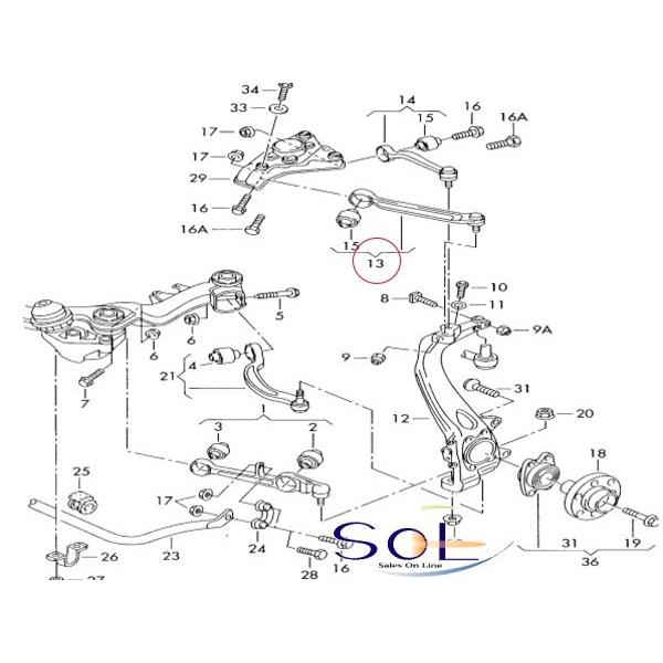 Audi アウディ A4 (8D2 8D5 B5 8E2 8E5 8H7 B6 8HE B7) A6 (4B2 4B5 C5) フロント アッパーアーム 左前側 8E0407505A ...