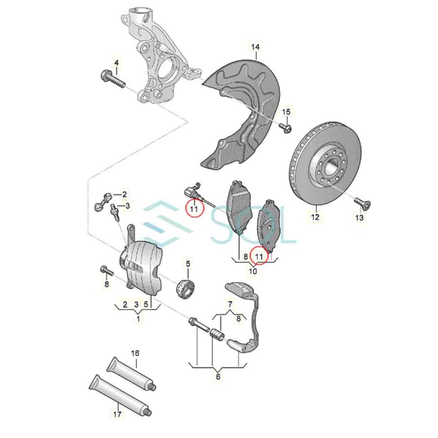 Audi（アウディ） HAPAD A3 8V フロント ブレーキパッド 左右 ＋ ブレーキパッドセンサー 1本セット 55311-75F00 ...