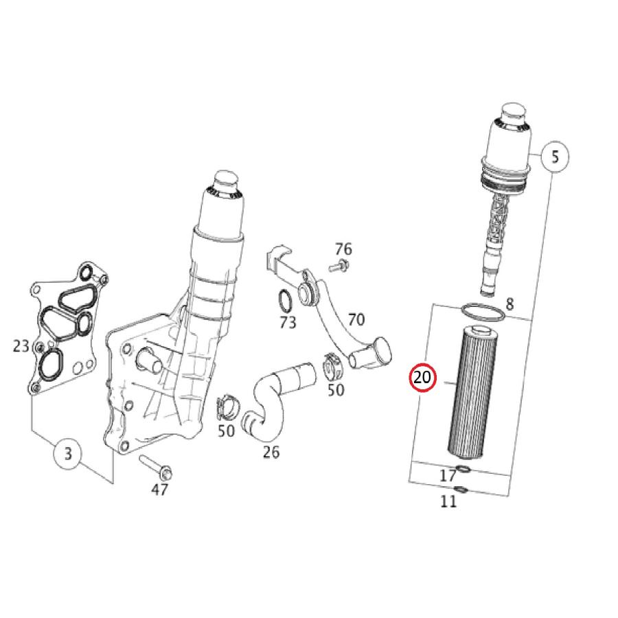 Mercedes-Benz（メルセデス・ベンツ） MAHLE ベンツ Cクラス W204 C180 C200 C250 オイルフィルター 車用フィルター エンジンオイルフィルター ...
