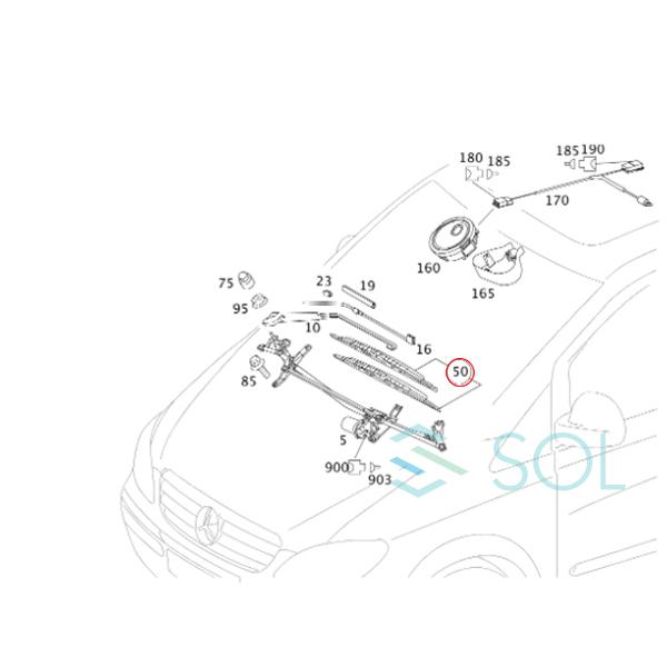 Mercedes-Benz ベンツ W639 フロント ワイパーブレード 左右セット 左右ハンドル共通 V350 0018204245 ...