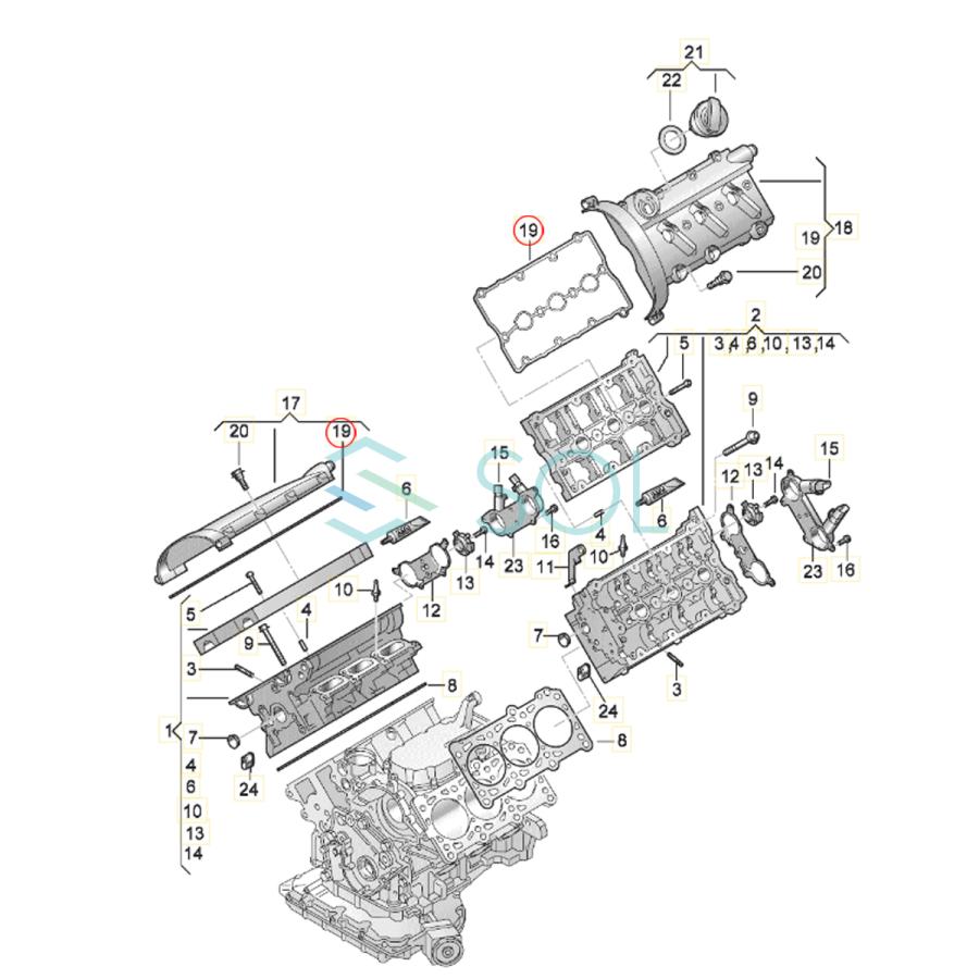 Audi シリンダーヘッドカバーガスケット 左右共通 A4 B6 B7 A6 C5 C6 アウディ タペットカバーパッキン 8E 4B 4F ガスケット 06C103483J : エスオーエル ...