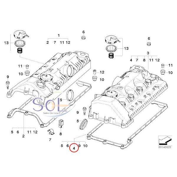 BMW E65 E66 E53 X5 シリンダー ヘッドカバーガスケット(タペットカバー パッキン) 735i 740i 745i 750i 745Li 750Li 4.4i 4.8is ...