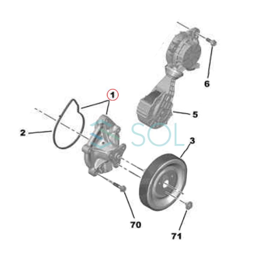 PEUGEOT（プジョー） ウォーターポンプ ガスケット付 207 308 508 3008 5008 RCZ 9801573380 ...