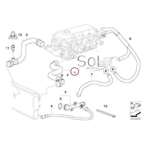 BMW E46 ラジエーターホース(ウォーターホース アッパーホース) 316i 318i 11531436407 出荷締切18時 ...