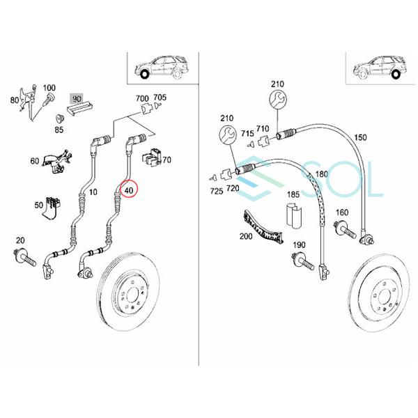 Mercedes-Benz ベンツ W164 X164 W251 フロント スピードセンサー ABSセンサー 左右セット ML350 ...