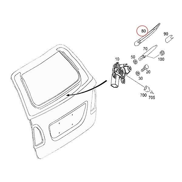 Mercedes-Benz ベンツ X164 X166 リア ワイパーブレード GL550 GL350 GL63 GLS350d GLS550 ...