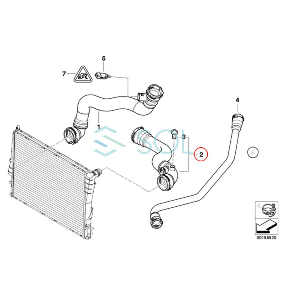 BMW E85 Z4 ラジエーター アッパーホース ウォーターホース クーラントホース 2.2i 2.5i 3.0i 17127514404 ...