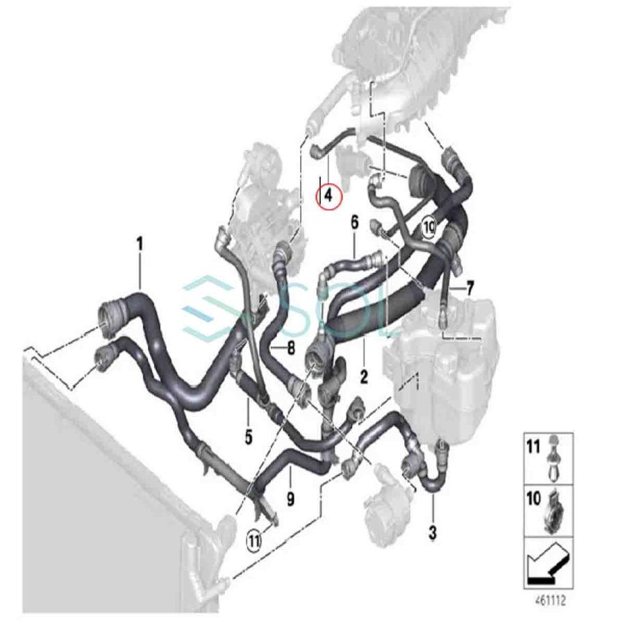 BMW F32 F36 ウォーターホース クーラントホース(シリンダーヘッド〜エクスパンションタンク) 420i 420iX 430i ...