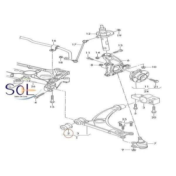 Audi アウディ A3 (8P1 8PA) Q3 (8U) TT (8J3 8J9) フロントコントロールアームブッシュ 前側 左右セット ...