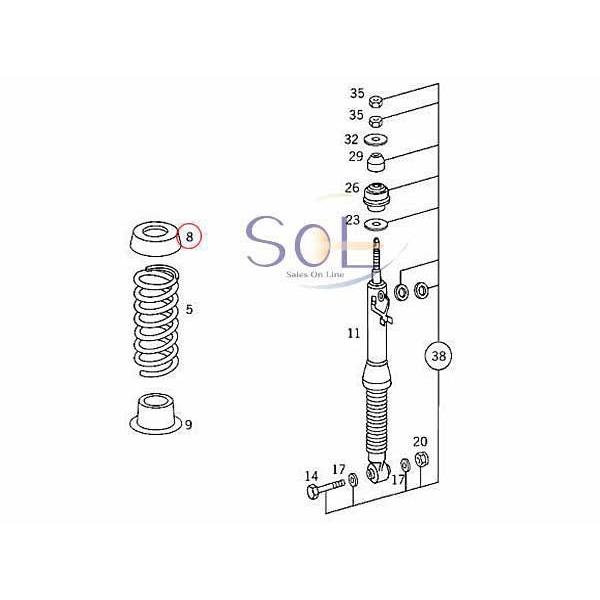 Mercedes-Benz ベンツ W202 W203 W204 リアスプリングシム 17mm 左右セット C180 C200 C230 ...