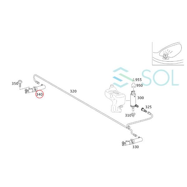 ベンツ W221 W216 ヘッドライト ウォッシャーノズル 右側 S350 S500 S550 S63 S65 CL550 CL600 ...