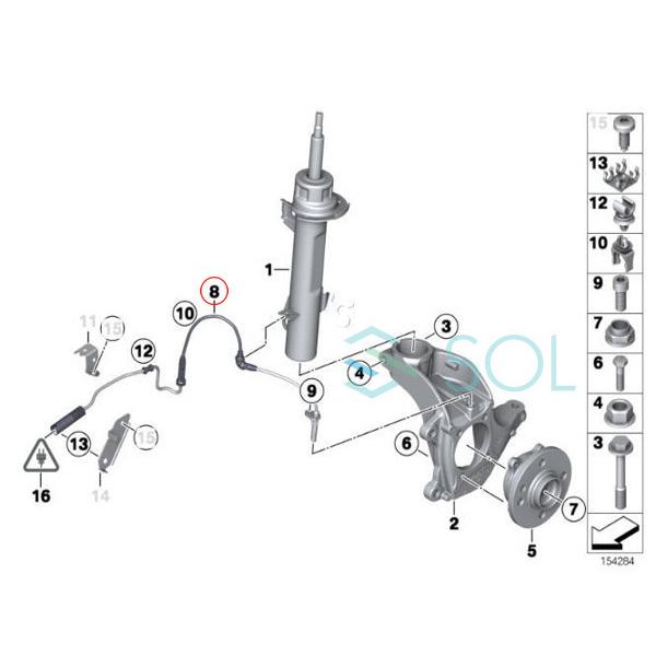 BMW MINI R55 R56 R57 R58 R59 フロント スピードセンサー ABSセンサー 左右共通 34526851500 ...