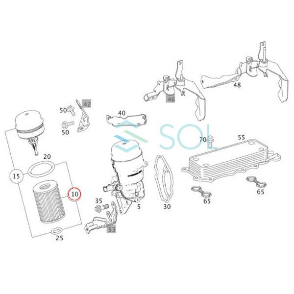 Mercedes-Benz ベンツ W164 W166 W639 オイルフィルター ML350 GLE350d GL350 GLS350d ...