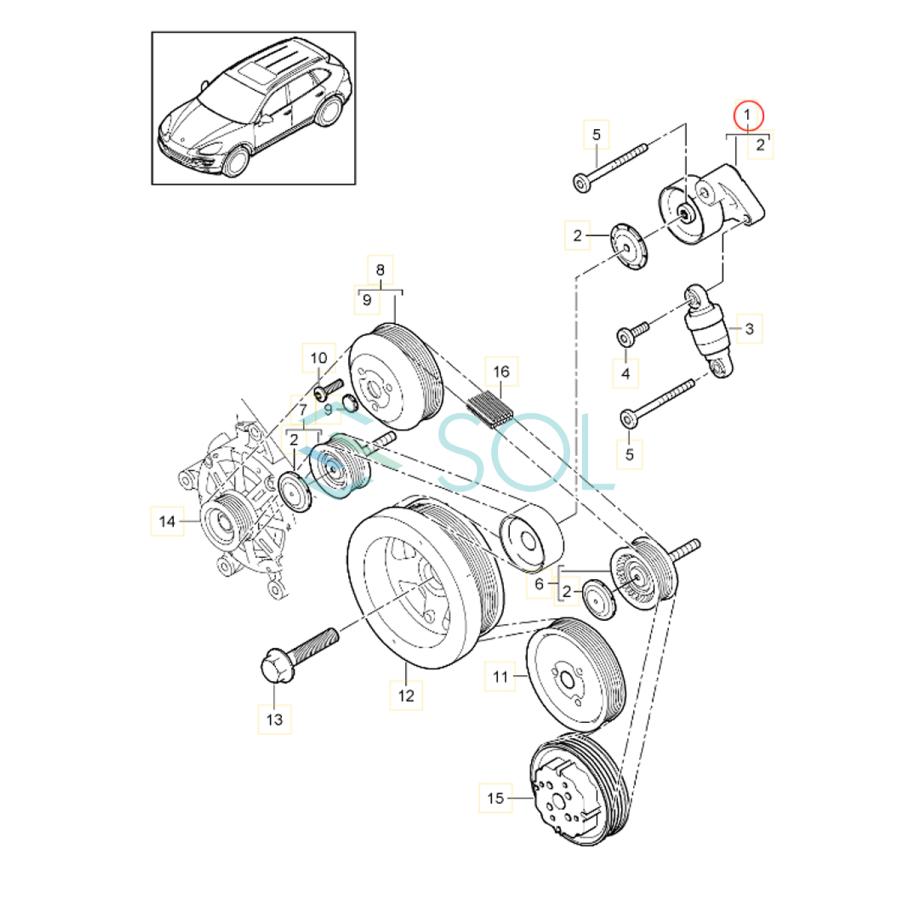 PORSCHE ポルシェ カイエン(92A) ベルトテンショナー 94810240323 94810240300 94810210321 ...