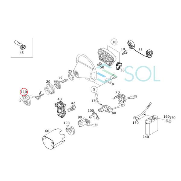 ベンツ W211 W463 ステアリングセンサー スパイラルケーブル E240 E280 E320 E500 E55 G320 G500 ...