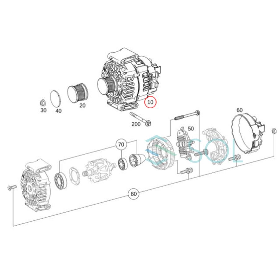 ベンツ W204 W205 W212 W207 W238 R172 オルタネーター C180 C200 E200 E250 SLC180 ...