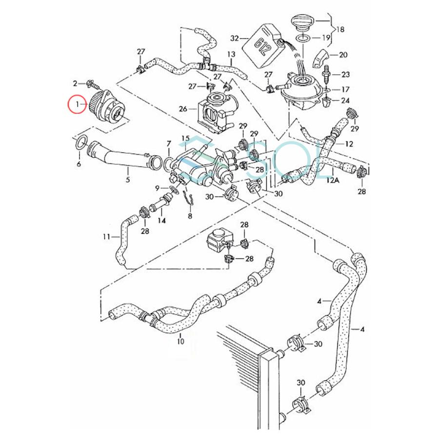フォルクスワーゲン（Volkswagen） VW ゴルフ4(1J1 1J5) ルポ(6X1 6E1) ポロ(6N2 6N1) ウォーターポンプ ...