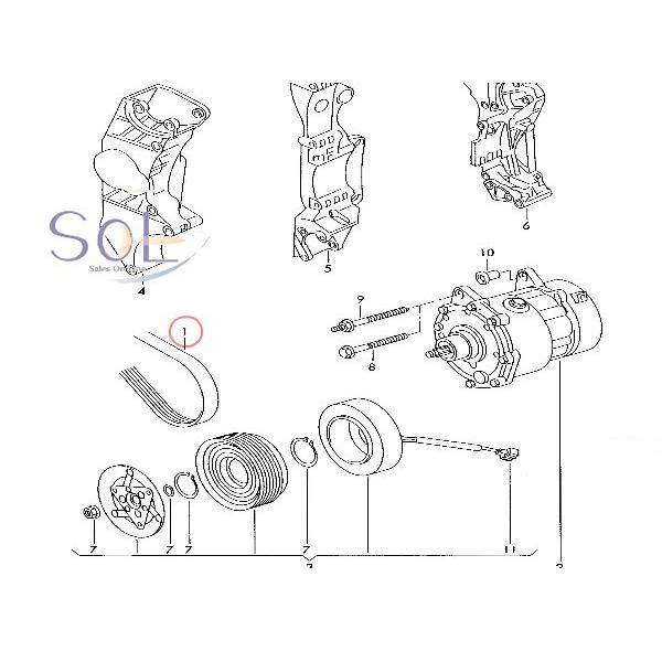 Audi（アウディ） A3(8L1) TT(8N3 8N9) ファンベルト Vベルト 6DPK-1195 06A260849 ...