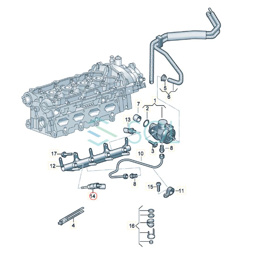 フォルクスワーゲン VW ゴルフ6(5K1 AJ5 517) ジェッタ3 4(1K2 162 163 AV2 AV3) シロッコ3(137 138) ティグアン(5N_) インジェクターノズル ...
