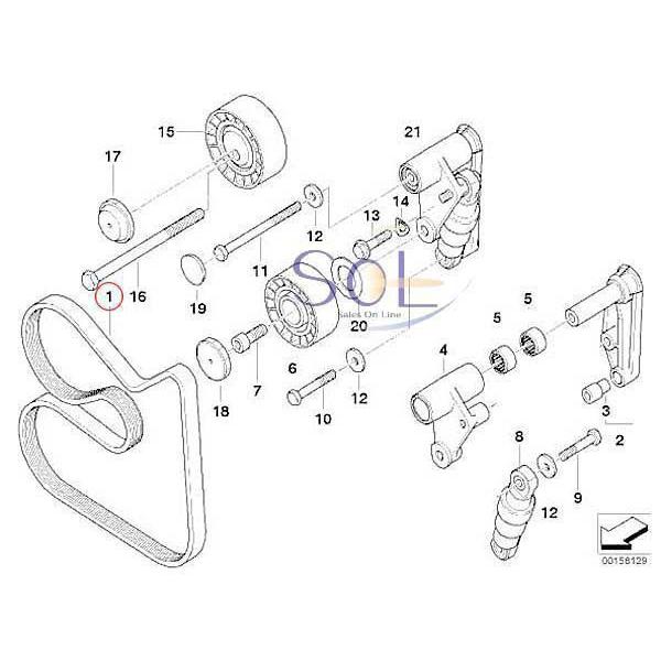 BMW E39 E60 E61 オルタネーター側 ファンベルト Vベルト 525i 528i 530i 3.0i 6PK1538 ...