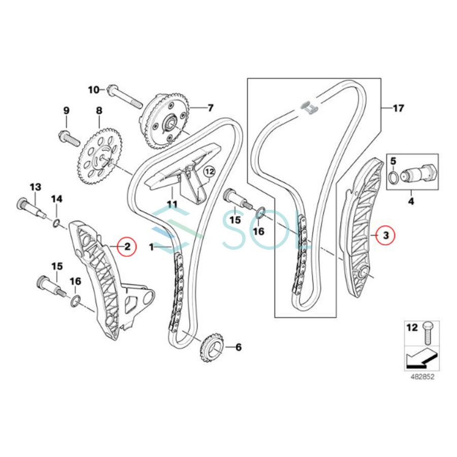 BMW MINI R55 R56 R57 R58 R59 タイミングチェーンガイドレールセット クーパーS JCW 11317534833 ...