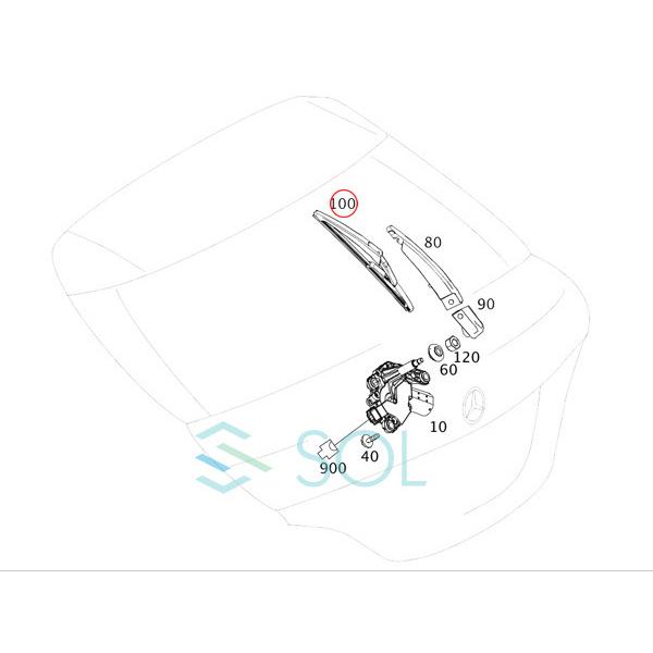 Mercedes-Benz ベンツ W117 X253 リア ワイパーブレード CLA180 CLA250 CLA45 GLC200 ...