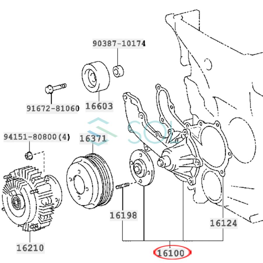 トヨタ ハイエース レジアスエース(TRH102V TRH122K TRH124B TRH200K TRH200V) ウォーターポンプ ...