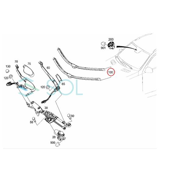 ベンツ W166 フロント ワイパーブレード 左右セット 左ハンドル車用 ML350 ML63 GLE350d GLE63 ...