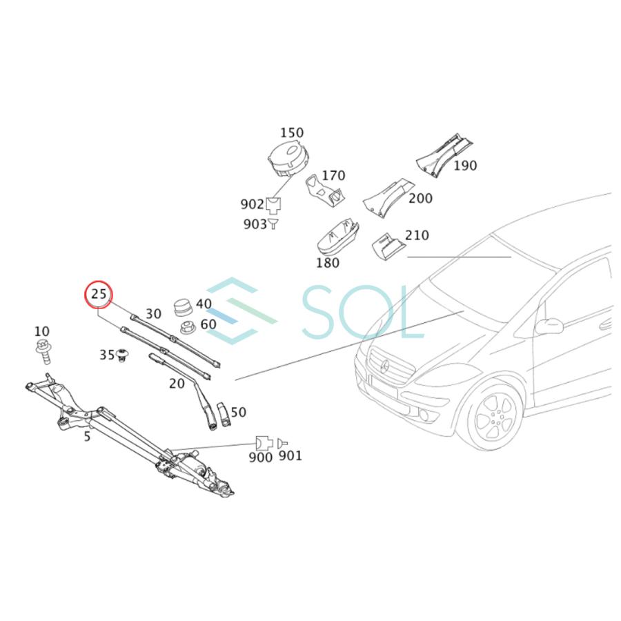 Mercedes-Benz ベンツ W169 W245 右ハンドル車用 フロント ワイパーブレード 左右セット A170 A180 A200 ...