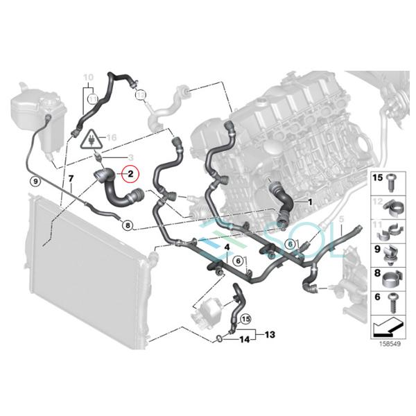BMW E87 E90 E91 E92 ラジエーター ロアホース ウォーターホース クーラントホース 130i 323i 325i 325xi ...