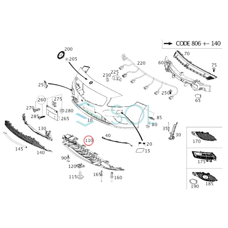 Mercedes-Benz ベンツ W176 W246 W117 フロントバンパー アンダーカバー 純正品 A180 A250 B180 ...