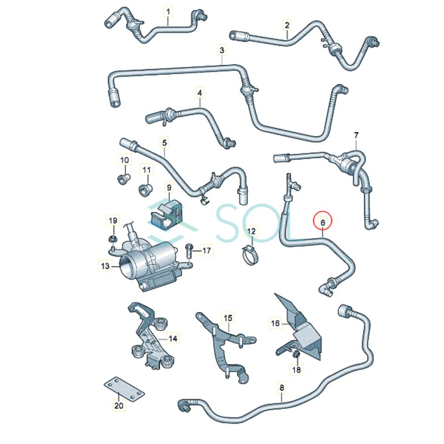 VW ボーラ1(1J2) ゴルフ4(1J1 1J5) ニュービートル(9C1 1C1) バキュームホース バキュームパイプ ...