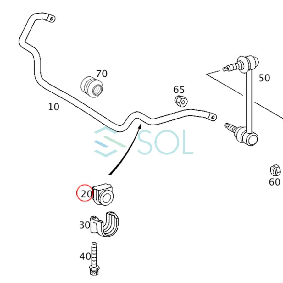 Mercedes-Benz ベンツ W209 フロント スタビライザーブッシュ スタビブッシュ 内径22mm 左右共通 CLK200 ...